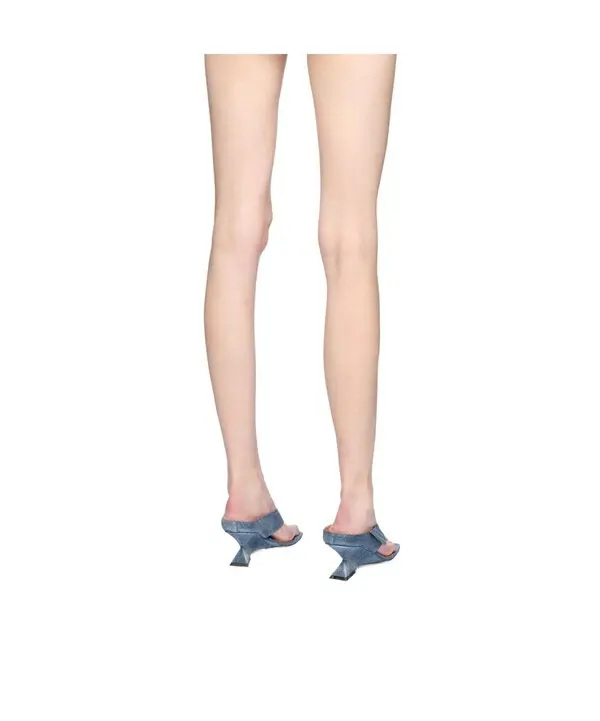 Attico Asymmetric Wedge Thong Sandals - Blue