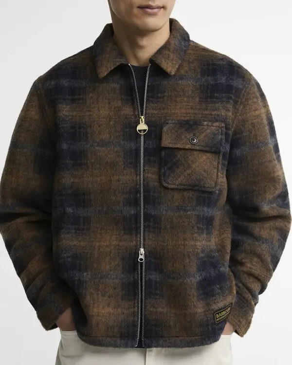 Barbour Plaid Wool-blend Zip-up Overshirt Jacket