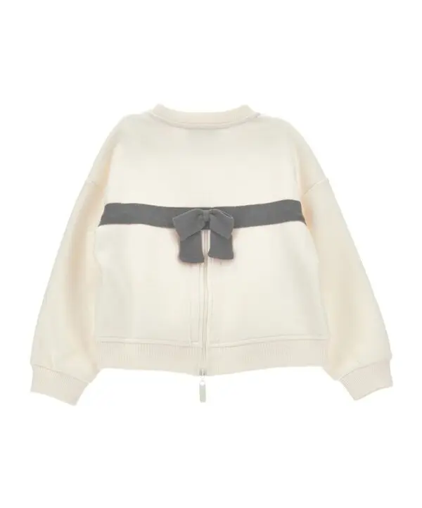 Monnalisa Teddy Bear Print Bow Detail Sweater