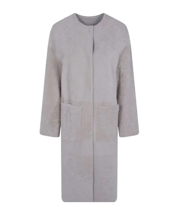 BLANCHA Crew Neck Shearling Coat
