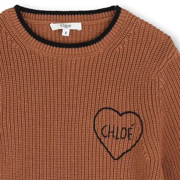 Chloé Heart-embroidered Ribbed-knit Sweater