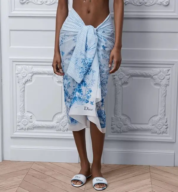 Dior Dioriviera Toile De Jouy Floral Garden Sarong