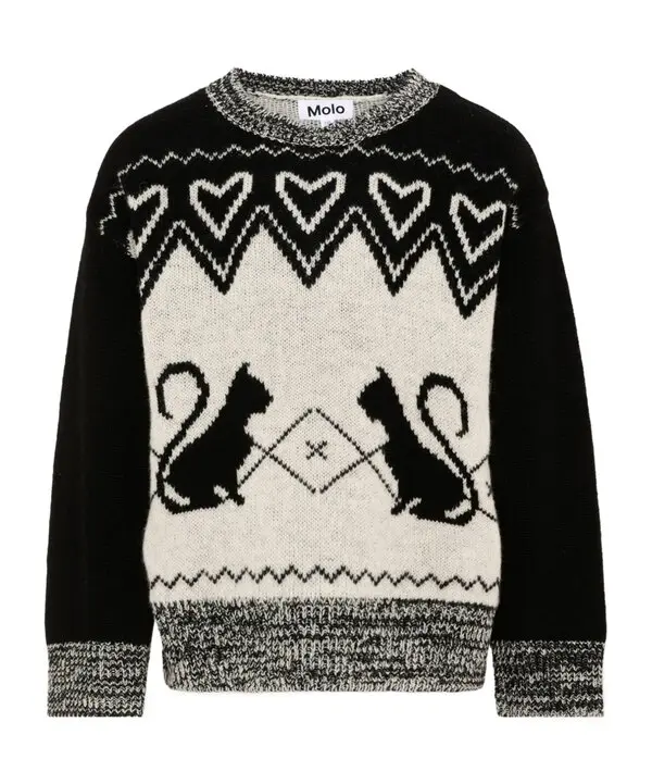 MOLO Griselda Intarsia-knit Heart-motif Jumper - Multicolor