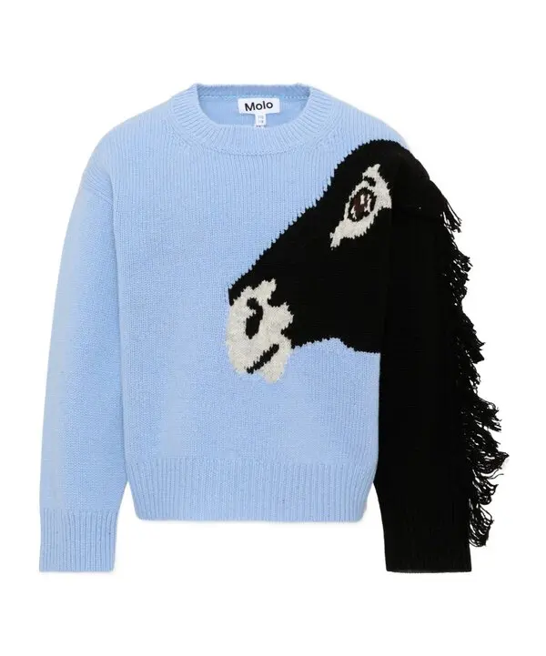 MOLO Griselda Horse-intarsia Fringed Jumper