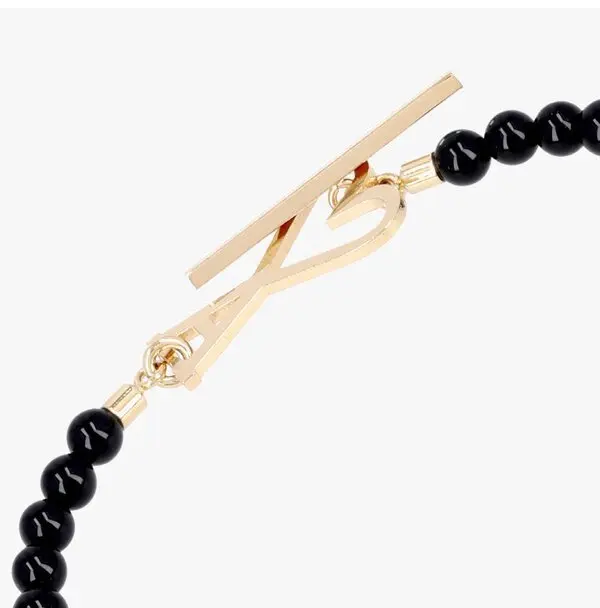 AMI Paris Beaded Bracelet With Logo - Gold/black