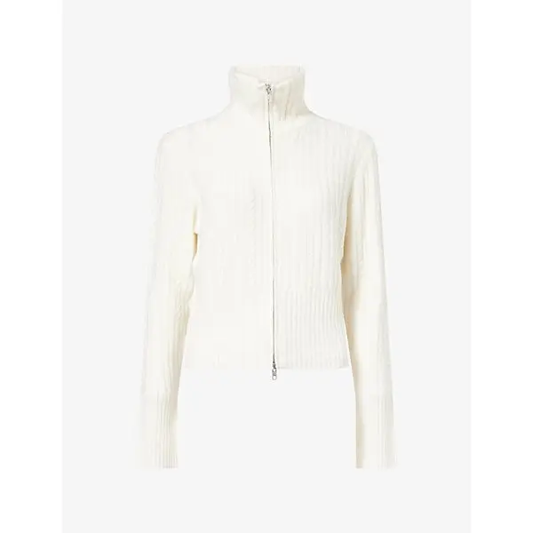 Good American Funnel-neck Cable-knit Cardigan