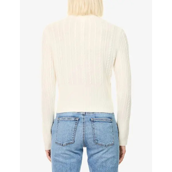Good American Funnel-neck Cable-knit Cardigan