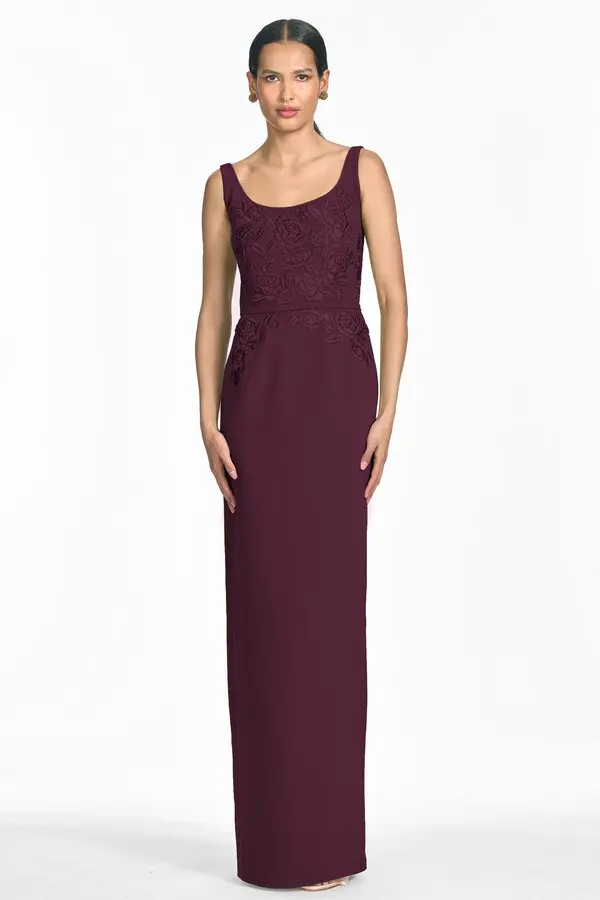 Sachin & Babi Lana Column Gown - Malbec
