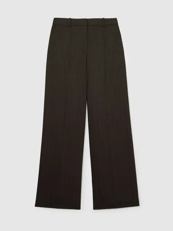 REISS Dawson Petite Wool-blend Herringbone Wide-leg Trousers