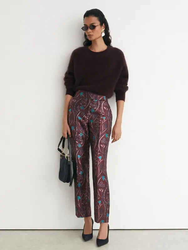 REISS Zayla Jacquard Tapered Trousers