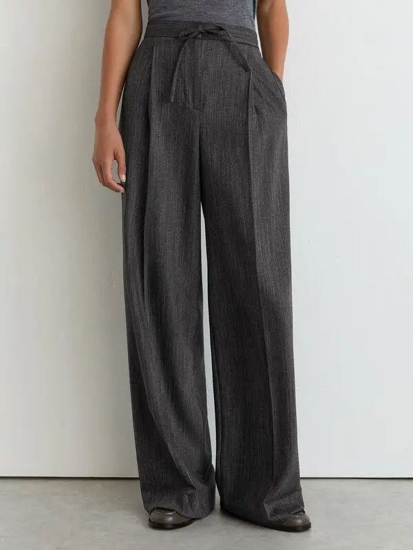 REISS Derby Wool-blend Wide-leg Trousers
