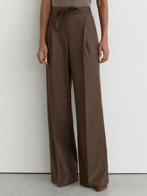 REISS Derby Wool-blend Wide-leg Drawstring Trousers