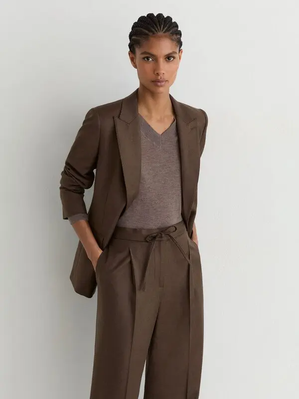 REISS Derby Wool-blend Wide-leg Drawstring Trousers