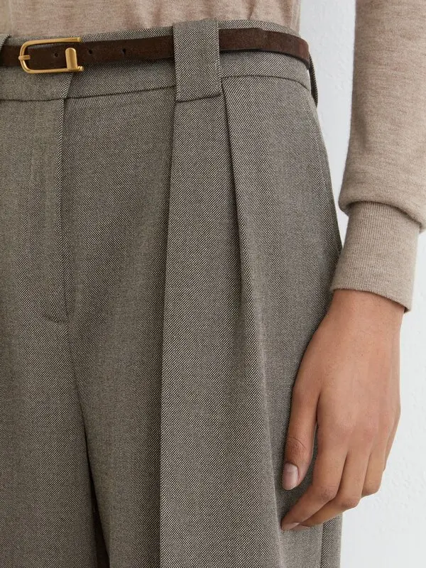 REISS Katya Pleated Wide-leg Trousers - Dark Grey
