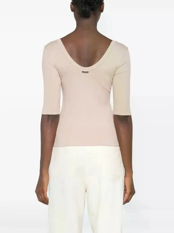 Brunello Cucinelli Scoop-neck Elbow-sleeve T-shirt - Neutrals