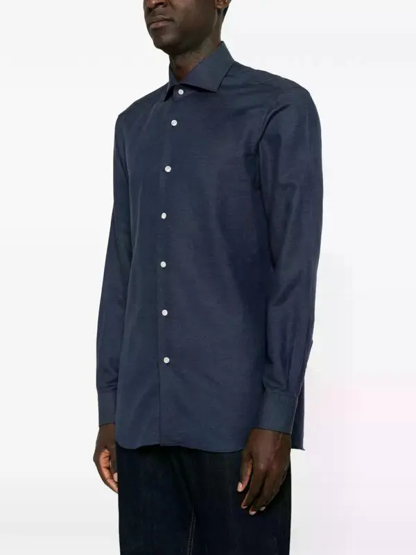 BARBA NAPOLI Spread-collar Button-up Shirt - Blue