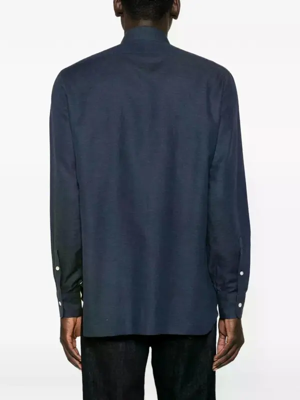 BARBA NAPOLI Spread-collar Button-up Shirt - Blue