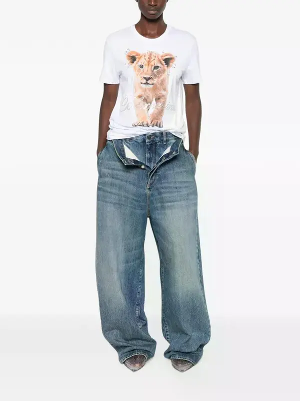 Blumarine Lion-print Crystal-embellished T-shirt - White