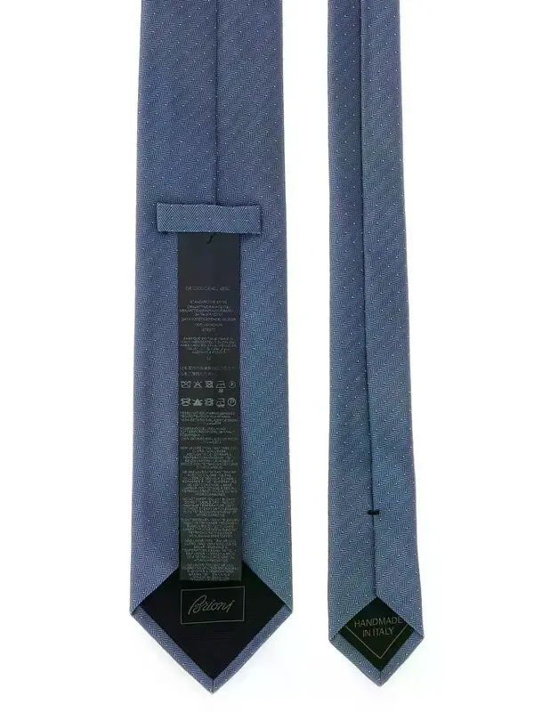 Brioni Silk Herringbone Polka-dot Neck Tie
