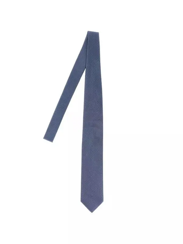 Brioni Silk Herringbone Polka-dot Neck Tie - Blue