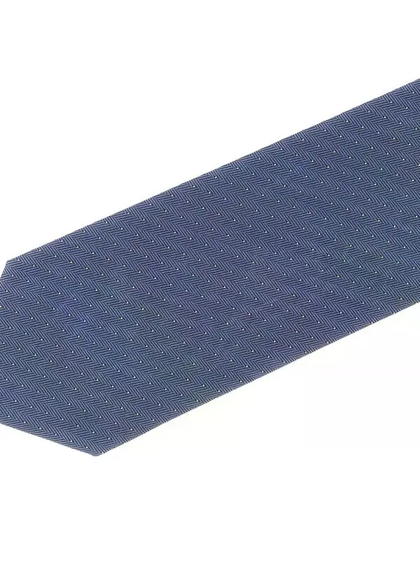 Brioni Silk Herringbone Polka-dot Neck Tie - Blue