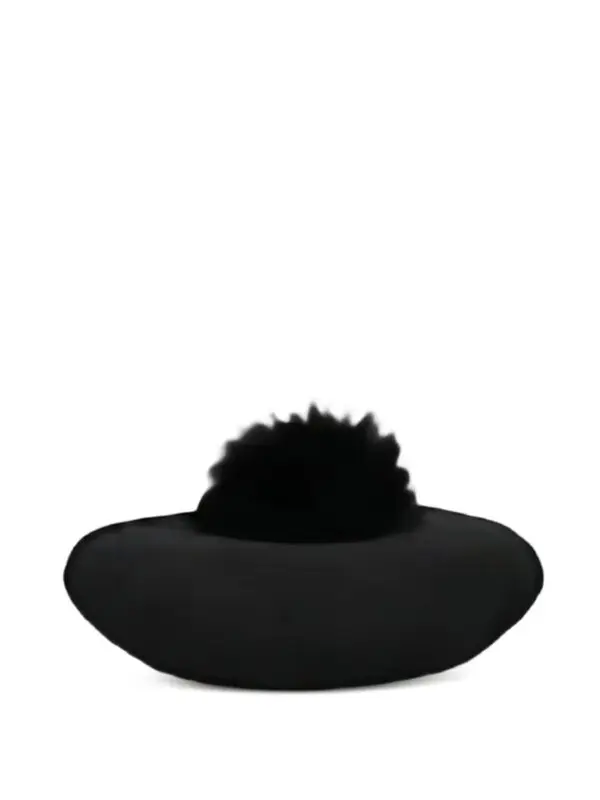 Borsalino Pompom-detail Wool Beret - Black