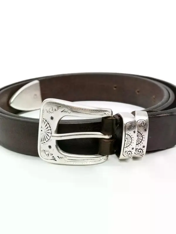 ERALDO Engraved-buckle Leather Belt