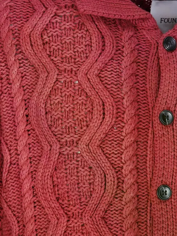 FOUND Cable-knit Buttoned Cardigan