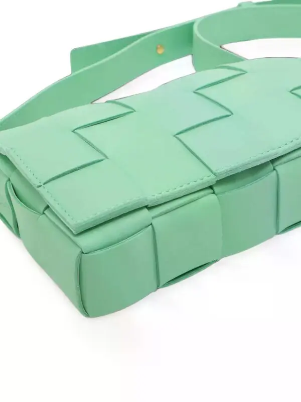 Bottega Veneta Nappa Intrecciato Cassette Cross Body Shoulder Bag - Green