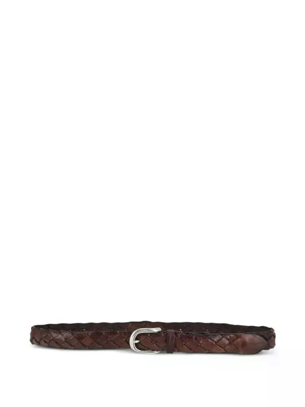 ALBERTO LUTI Treccia Interwoven Leather Belt - Brown