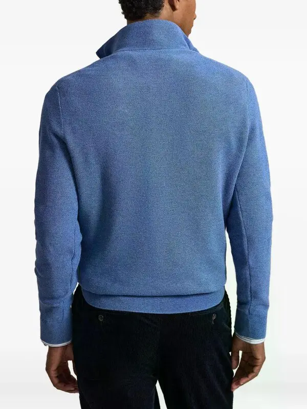 Polo Ralph Lauren Mesh-knit Cotton Quarter-zip Jumper - Blue