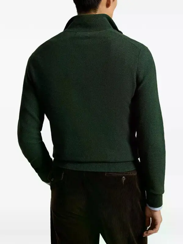 Polo Ralph Lauren Mesh-knit Cotton Quarter-zip Jumper - Green