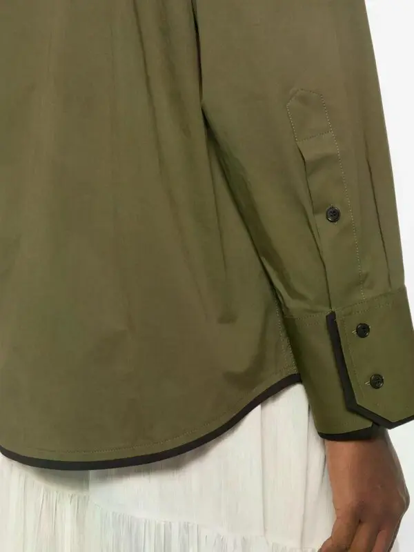 Plan C Contrast-trim Flap-pocket Shirt