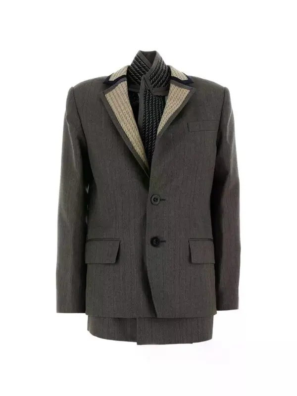Sacai Herringbone-pattern Wool Blazer