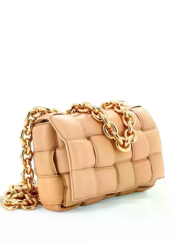 Bottega Veneta Cassette Chain Padded Maxi Intrecciato Leather Crossbody Bag - Neutrals