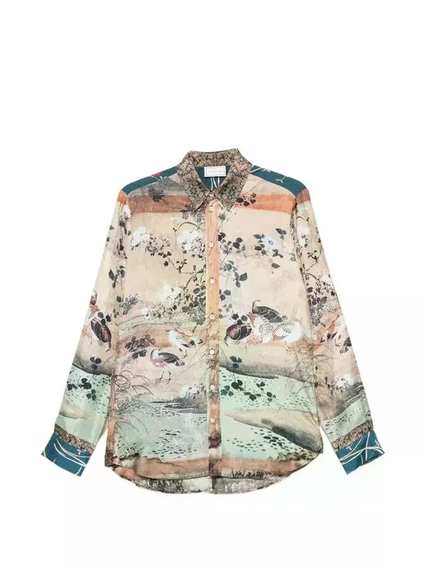 PIERRE-LOUIS MASCIA Landscape-print Silk Shirt