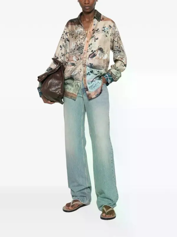 PIERRE-LOUIS MASCIA Landscape-print Silk Shirt