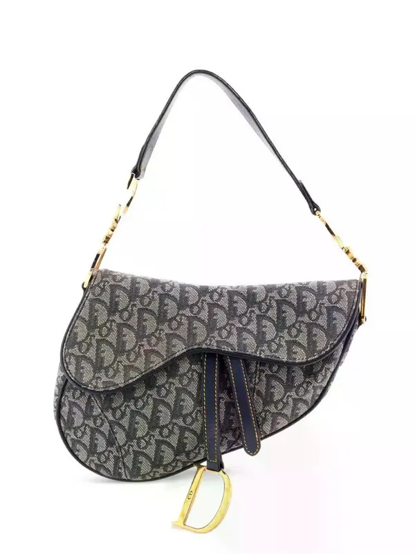 Dior Vintage Diorissimo Canvas Medium Saddle Shoulder Bag - Blue
