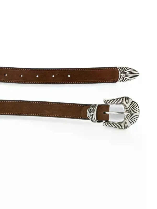 ERALDO Engraved-buckle Suede Belt