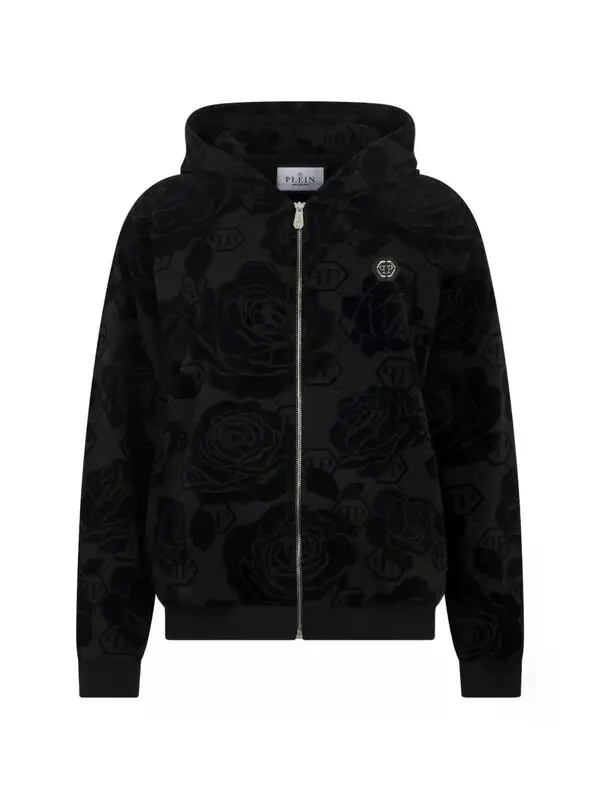 Philipp Plein Flock Flower Monogram Hoodie
