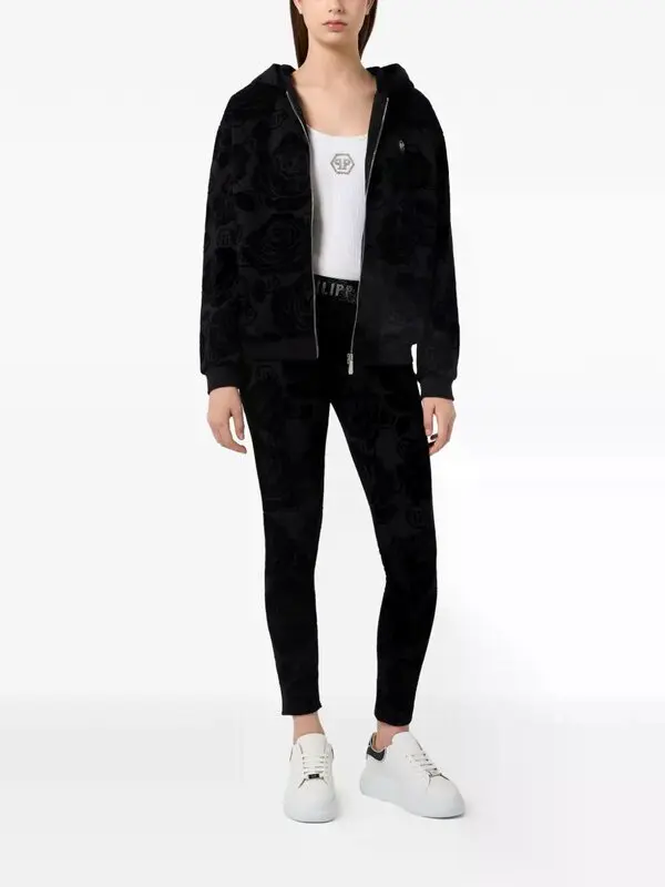Philipp Plein Flock Flower Monogram Hoodie