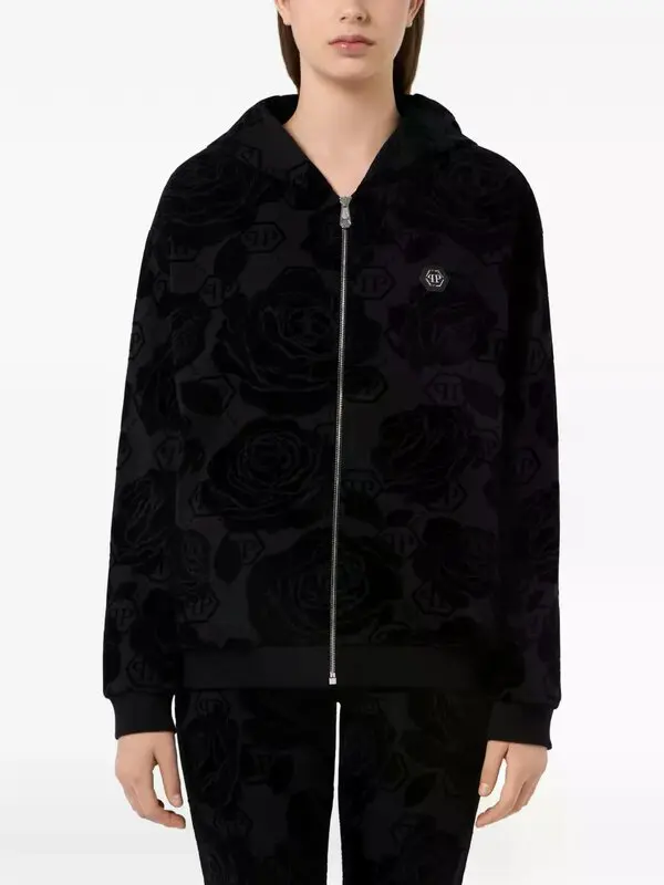 Philipp Plein Flock Flower Monogram Hoodie