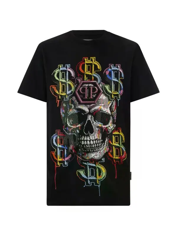 Philipp Plein Crystal-embellished Skull-print T-shirt