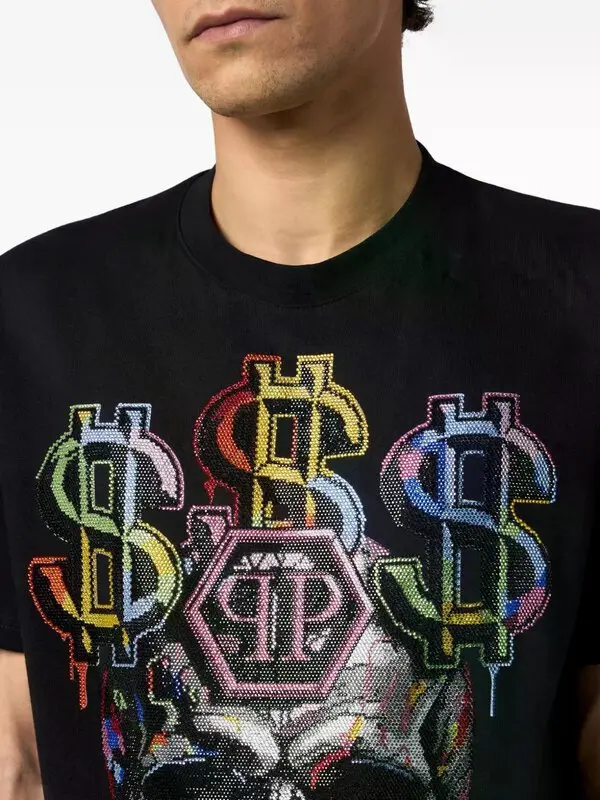 Philipp Plein Crystal-embellished Skull-print T-shirt