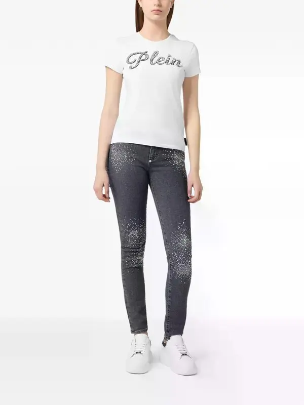 Philipp Plein Crystal-embellished Logo-patch T-shirt - White