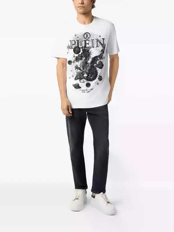 Philipp Plein Rhinestone-embellished Dragon-print T-shirt