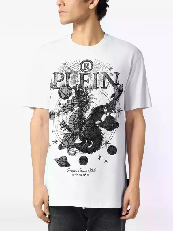 Philipp Plein Rhinestone-embellished Dragon-print T-shirt