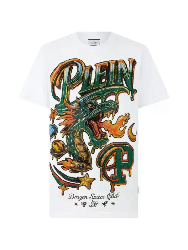 Philipp Plein Space Dragon Crystal-embellished T-shirt