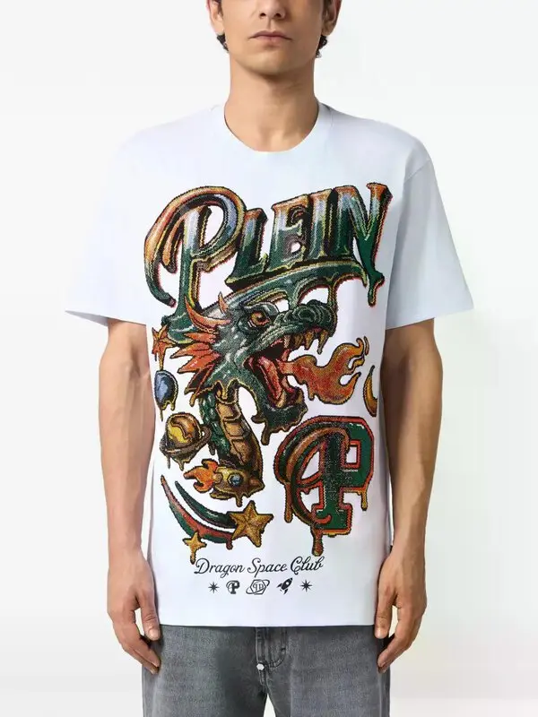 Philipp Plein Space Dragon Crystal-embellished T-shirt