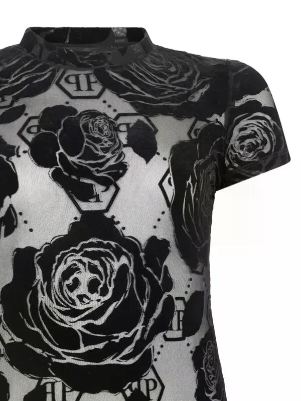 Philipp Plein Short-sleeve Flower-detail T-shirt - Black